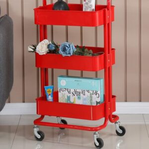 LIRUXUN Kitchen Rack Trolley Storage Rack Removable Wheeled Vegetable and Fruit Side Basket Storage Rack