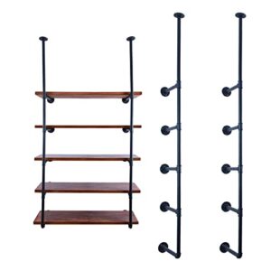 linkpipes industrial pipe shelving, shelf brackets diy open book shelf for office room kitchen wall shelves(2pcs 5tier,71.84" tall,11" deep,hardware only)