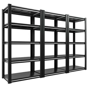 raybee storage shelves heavy duty garage shelving, 3 pack, 2050lbs loads adjustable 5 tier metal shelving unit, garage storage shelves commercial storage rack utility shelf unit, 32.5" w x16 d x63 h