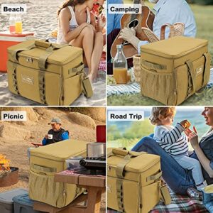 Soft Insulated Cooler Bag 48-Can Leakproof Soft Sided Cooler Large Collapsible Portable Cooler Bags 32L for Picnic, Waterproof Soft Ice Chest for Camping,Beach,Fishing,Travel,Outdoor