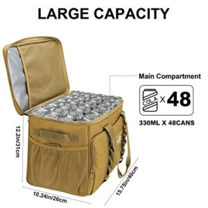 Soft Insulated Cooler Bag 48-Can Leakproof Soft Sided Cooler Large Collapsible Portable Cooler Bags 32L for Picnic, Waterproof Soft Ice Chest for Camping,Beach,Fishing,Travel,Outdoor