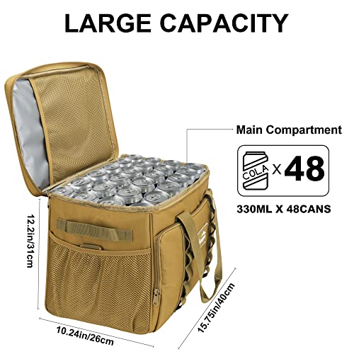 Soft Insulated Cooler Bag 48-Can Leakproof Soft Sided Cooler Large Collapsible Portable Cooler Bags 32L for Picnic, Waterproof Soft Ice Chest for Camping,Beach,Fishing,Travel,Outdoor