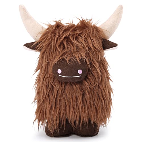 Upltowtme Brown Highland Cow Gnome Scottish Tomte Decor Farmhouse Nordic Dwarf Home Decoration Calf Gnome Herd Collection Travel Birthday Gift for Her Set of 1