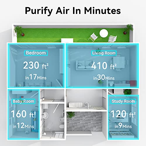 Air Purifiers for Home Large Room Up to 1345 Ft², Tailulu H13 True HEPA Air Cleaner Purify Smoke Dust Pollen Pet Hair Allergies for Bedroom Living Room Kitchen Office, Air Filter with Sleep Mode