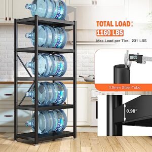 REIBII Storage Shelves for Storage Heavy Duty Shelving Unit with Wheels 5-Tier Metal Shelving Adjustable Storage Shelf Load 1160 LBS Kitchen Bathroom 23.6" W * 15.7" D * 65.4" H