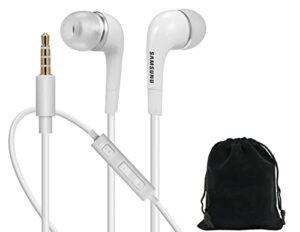 samsung headphones 3.5mm stereo earphones with remote and mic - original oem - non-retail packaging with pouch - white