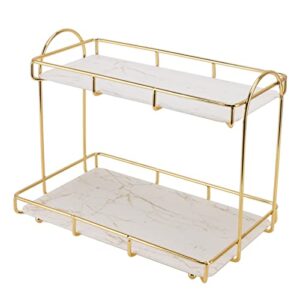 yosoo health gear 2 tier cosmetic storage shelf large capacity waterproof gold metal rack for bathroom kitchen bedroom organizer countertop with golden liner