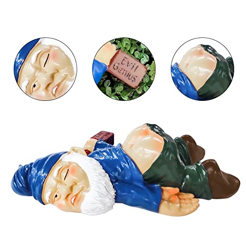 LINHUAAOO Naughty Garden Gnomes Statues - 9.5 Inch Large Funny Gnome Garden Outdoor Decor, Gnomes Resin Sculptures for Yard Patio Home Lawn Outside Decorations Ornament Housewarming Gifts, Blue