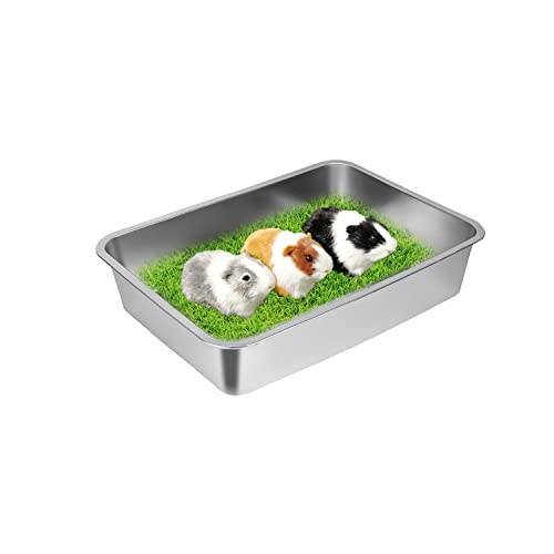 LIHONG Stainless Steel Cat Litter Box,Large Metal Litter Box for Small Large Cats Kitty Rabbits,No Smell,Non Stick,Easy to Clean(15.7" L x 11.8" W x 4" H,S)