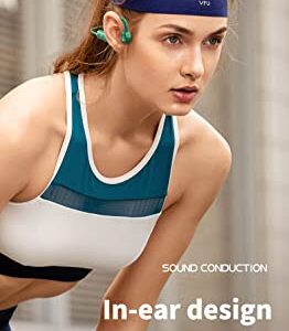 TEDATATA New Sports Bone Conduction Bluetooth Headset Sound Guide Listening to Songs not in Ear Music Driving Listening to Books Running for Women(Green)