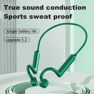 TEDATATA New Sports Bone Conduction Bluetooth Headset Sound Guide Listening to Songs not in Ear Music Driving Listening to Books Running for Women(Green)