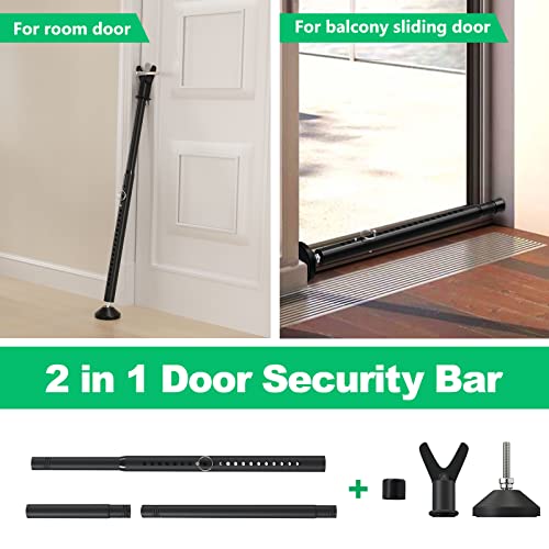 Door Security Bar Door Stopper Security Bar Sliding Glass Door Lock Window Security Bars Heavy-Duty Door Jammer Keep Your Home Safe from Intruders,Black 1Pack