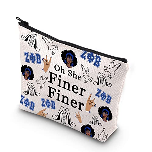 TSOTMO Zeta Social Worker Gift Oh She Finer Finer Makeup Zipper Pouch Bag For Women Girls Greek Sorority Cosmetic Bag ZPB Gift (Finer Finer)