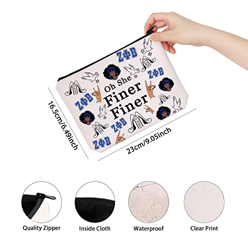 TSOTMO Zeta Social Worker Gift Oh She Finer Finer Makeup Zipper Pouch Bag For Women Girls Greek Sorority Cosmetic Bag ZPB Gift (Finer Finer)