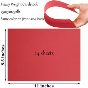 Gondiane 24 sheets Red Cardstock Paper 8.5 x 11 Inches for DIY Cards, Invitations, Scrapbooking and Other Crafts(250gsm/92lb)