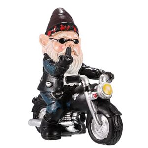 soyccyop garden gnomes, garden decor statues, garden gnome riding motorcycle, indoor outdoor lawn figurines outdoor statues funny dwarf ornament decorative for yard garden patio lawn