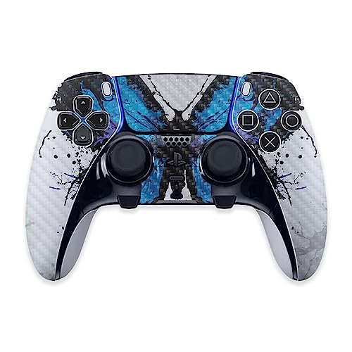 MightySkins Carbon Fiber Skin Compatible with PS5 DualSense Edge Controller - Butterfly Splash | Protective, Durable Textured Carbon Fiber Finish | Easy to Apply | Made in The USA