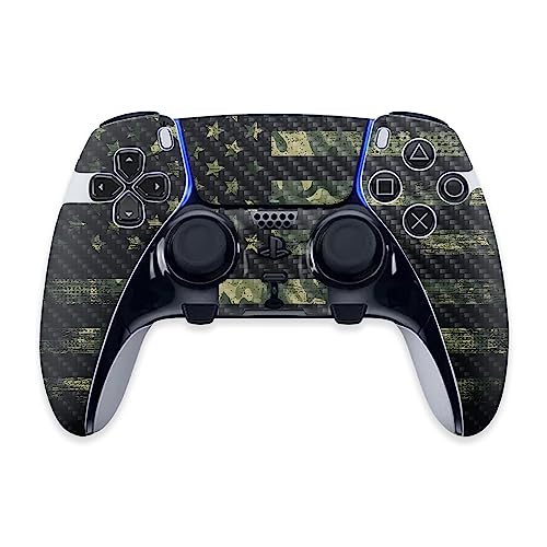 MightySkins Carbon Fiber Skin Compatible with PS5 DualSense Edge Controller - American Camo | Protective, Durable Textured Carbon Fiber Finish | Easy to Apply & Change Styles | Made in The USA