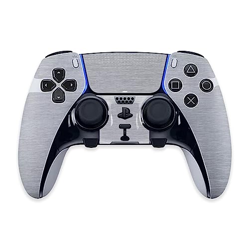 MightySkins Skin Compatible with PS5 DualSense Edge Controller - Brushed Aluminium | Protective, Durable, and Unique Vinyl Decal wrap Cover | Easy to Apply & Change Styles | Made in The USA