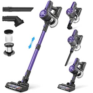 cordless vacuum cleaner, cordless vacuum with 80000 rpm high-speed brushless motor, 20kpa super suction, 5 stages high efficiency filtration, up to 30 mins runtime vacuum cleaner for hardwood floor