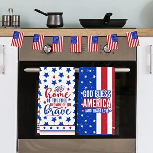 4th of July Decorations, Fourth of July Kitchen Towels, Patriotic Memorial Day Dish Towel, July 4th Kitchen Decor, Independence Day Home Party Decoration, American Flag Stars Bathroom Hand Towels