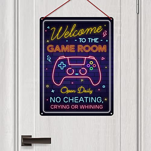 Gaming Room Metal Sign - Gamer Wall Decor For Boys Room, Bedroom Gamers Aluminum Rust Free 9" X 11", Pre-Drilled Holes, Weather Resistant