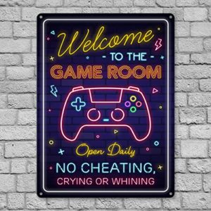 Gaming Room Metal Sign - Gamer Wall Decor For Boys Room, Bedroom Gamers Aluminum Rust Free 9" X 11", Pre-Drilled Holes, Weather Resistant