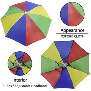 Kilobey Umbrella Hat, 25 inch Small Hands Free Umbrella Cap for Adults & Kids, 7-Ribs Waterproof Foldable Umbrella Hat for Gardening Camping Golf Sunshade Outdoor,WatermelonRed,2pcs