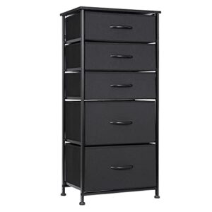 zenstyle fabric dresser with 5 drawers, vertical dresser storage tower, storage cabinet organizer unit for bedroom, living room, closet, entryway, hallway, nursery room, black