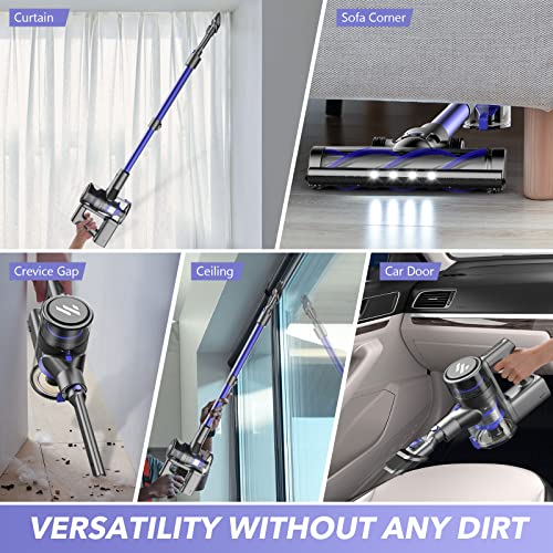 Tvwio Cordless Vacuum Cleaner, Cordless Vacuum with 23Kpa Super Suction, 80000 RPM High-Speed Brushless Motor, Up to 35 Mins Runtime Lightweight Handheld Vacuum Cleaner for Hardwood Floor Carpet