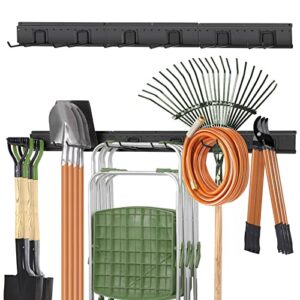 fogein garage garden tool organizer wall mount,garage organization and storage,heavy duty garage organization rack with 6 double-hooks,hold up to 264lbs