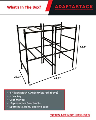 ADAPTASTACK CORE - Tote Storage Shelving System That Adapts to Any Space - Adjustable Garage Shelving Rack Solution - Heavy Duty Steel Shelf Design Holds 250 lbs. per Tote - Easily Organize Large Bins