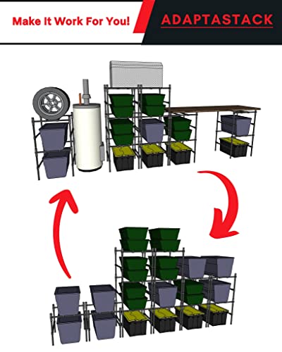 ADAPTASTACK CORE - Tote Storage Shelving System That Adapts to Any Space - Adjustable Garage Shelving Rack Solution - Heavy Duty Steel Shelf Design Holds 250 lbs. per Tote - Easily Organize Large Bins