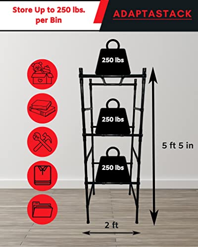 ADAPTASTACK CORE - Tote Storage Shelving System That Adapts to Any Space - Adjustable Garage Shelving Rack Solution - Heavy Duty Steel Shelf Design Holds 250 lbs. per Tote - Easily Organize Large Bins