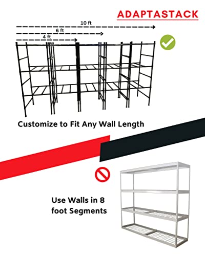 ADAPTASTACK CORE - Tote Storage Shelving System That Adapts to Any Space - Adjustable Garage Shelving Rack Solution - Heavy Duty Steel Shelf Design Holds 250 lbs. per Tote - Easily Organize Large Bins