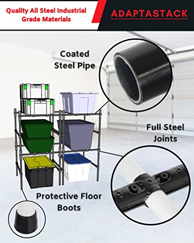 ADAPTASTACK CORE - Tote Storage Shelving System That Adapts to Any Space - Adjustable Garage Shelving Rack Solution - Heavy Duty Steel Shelf Design Holds 250 lbs. per Tote - Easily Organize Large Bins