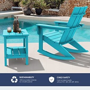 KINGYES Rocking Adirondack Chair ｜Modern Porch Rocker｜Weather Resistant Rocking Chair｜HDPE Curved Backrest Plastic Adirondack Rocker for Outdoor, Patio, Deck, Backyard - Tiffany