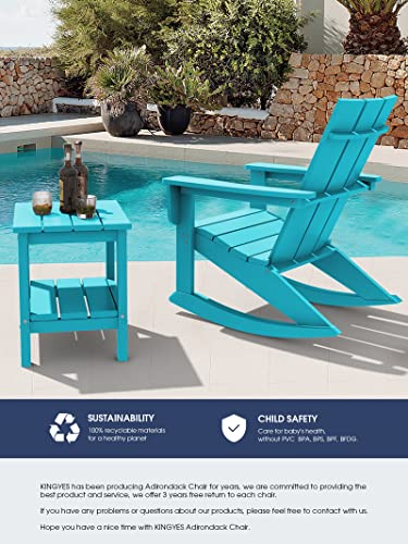 KINGYES Rocking Adirondack Chair ｜Modern Porch Rocker｜Weather Resistant Rocking Chair｜HDPE Curved Backrest Plastic Adirondack Rocker for Outdoor, Patio, Deck, Backyard - Tiffany