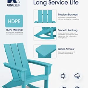 KINGYES Rocking Adirondack Chair ｜Modern Porch Rocker｜Weather Resistant Rocking Chair｜HDPE Curved Backrest Plastic Adirondack Rocker for Outdoor, Patio, Deck, Backyard - Tiffany