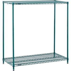 nexel 2 tier wire shelving starter unit, poly-green, 42" w x 21" d x 34" h