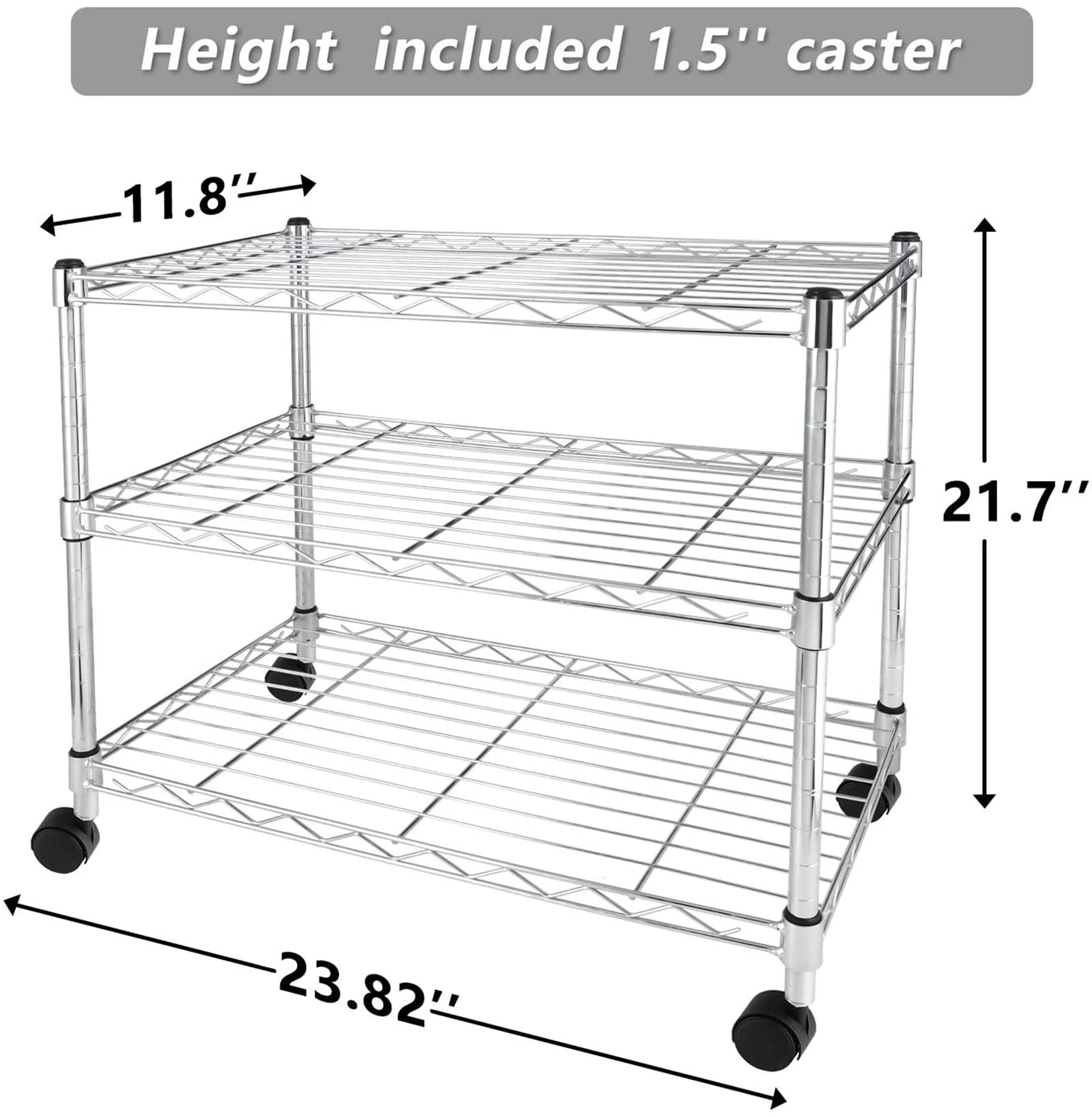 PRODCA Simple Deluxe Heavy Duty 3-Shelf Shelving Unit, 24" D x 14" W x 20" H, 3 Tier