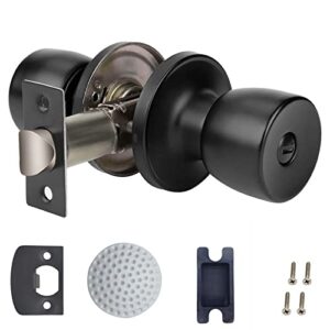 dsjjbll passage door knob privacy locking door knob bedroom with lock bathroom standard ball matte black round knob door knobs keyless interior use/berlin series lock for room door（keyless）