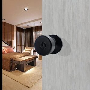 DSJJBLL Passage Door Knob Privacy Locking Door Knob Bedroom with Lock Bathroom Standard Ball Matte Black Round Knob Door Knobs Keyless Interior Use/Berlin Series Lock for Room Door（Keyless）