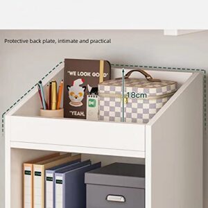 Aeumruch Movable Bookshelf Two Layer Storage Rack with Wheels Storage Cabinet Under The Table Filing Cabinet White