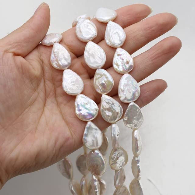 Davitu Irregular Baroque Pearl Water Drop White Peals Elegant Natural Freshwater Pearl Beads DIY Jewelry 15x20mm - (Color: 15x20mm, Item Diameter: 15x20mm-20pcs)