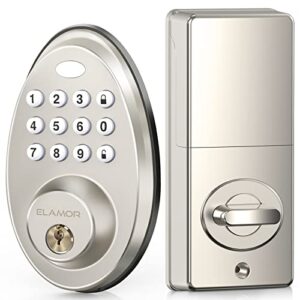 elamor keyless entry door lock, electronic keypad deadbolt, auto lock, 50 user codes, backlit keypad & easy installation, security ip54 waterproof, smart lock for front door, home, apartment - m30 sn