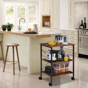 JYDQM 3 Tier Kitchen Storage Cart Home Kitchen Multifunctional Storage Rack Cart