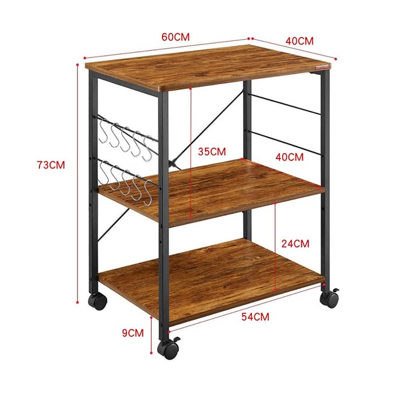 JYDQM 3 Tier Kitchen Storage Cart Home Kitchen Multifunctional Storage Rack Cart