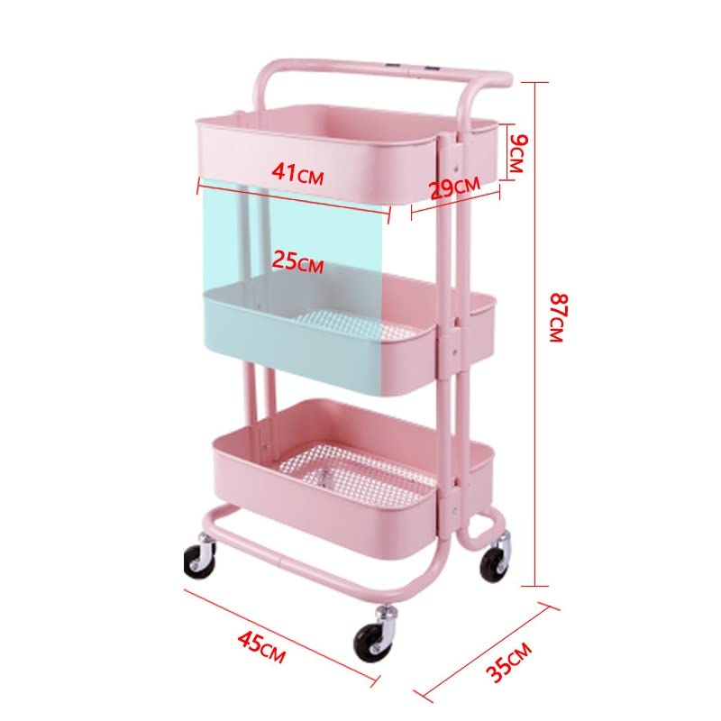 JYDQM 3 Tier Storage Rack with 4 Wheels Home Kitchen Rack Living Room Bedroom Item Storage Rack