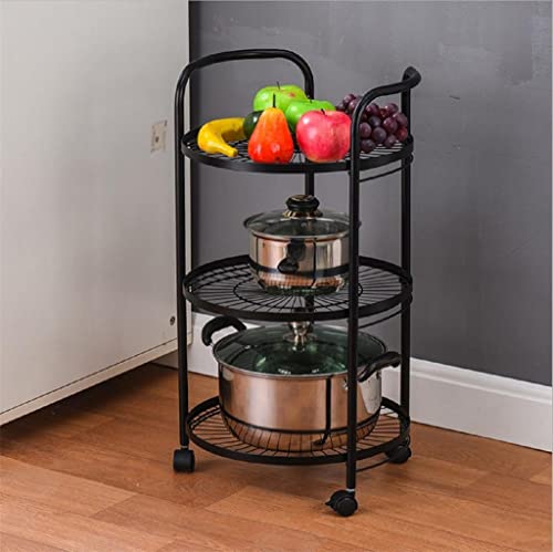 JYDQM 3 Layer Movable Kitchen Storage Rack Carbon Steel Bathroom Shelf with Wheels Space Saving Trolley Tools (Color : D, Size : 1pcs)